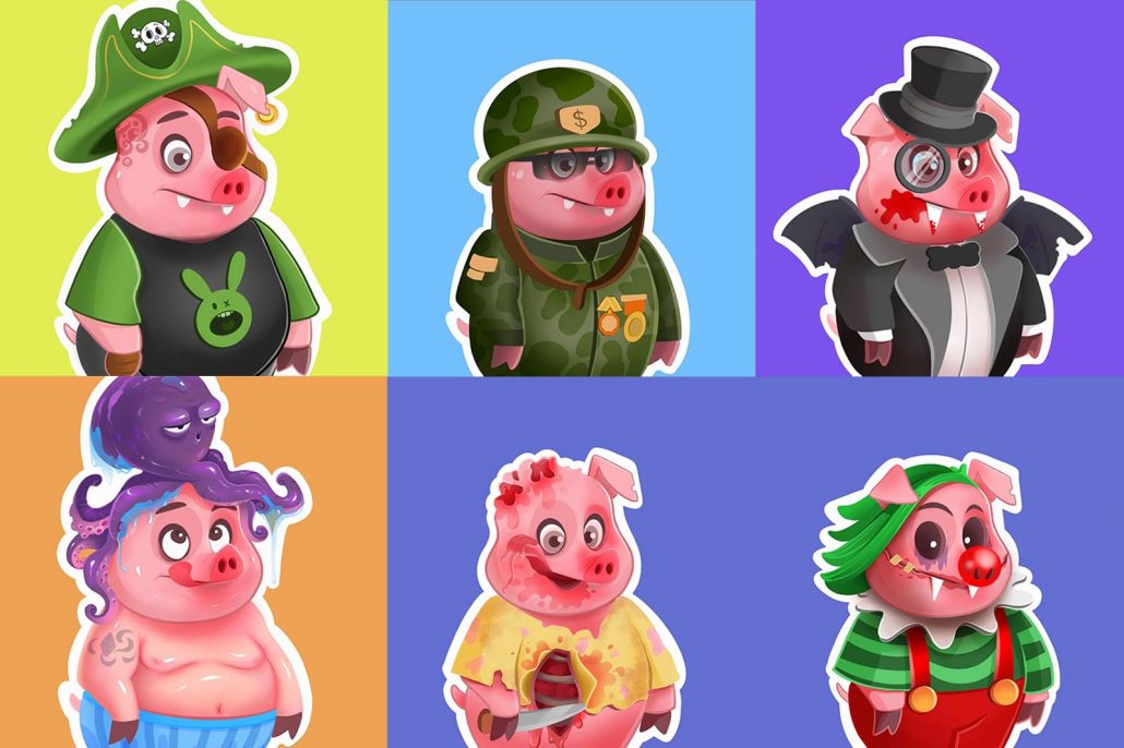 2D NFT Art Design Services Pig - Pixune